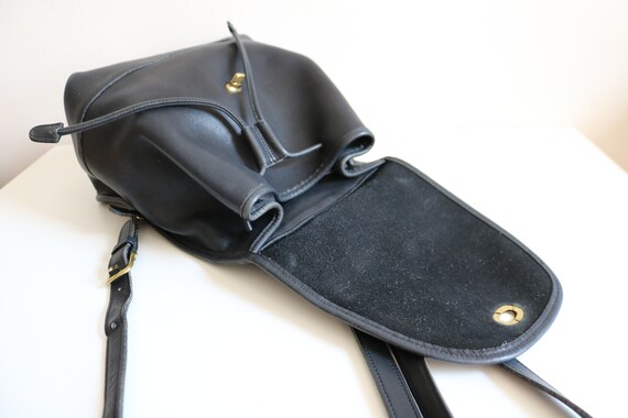 Coach Drawstring Backpack | Black Leather - Gem