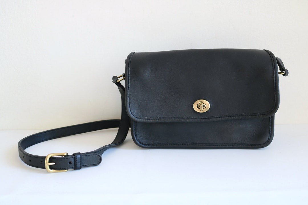 Coach Compartment Shoulder Bag | Navy Black Leather - Etsy