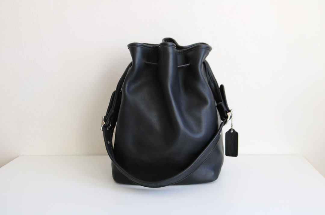 Coach Legacy Drawstring Bucket Bag Black Leather Nickel Hardware - Etsy