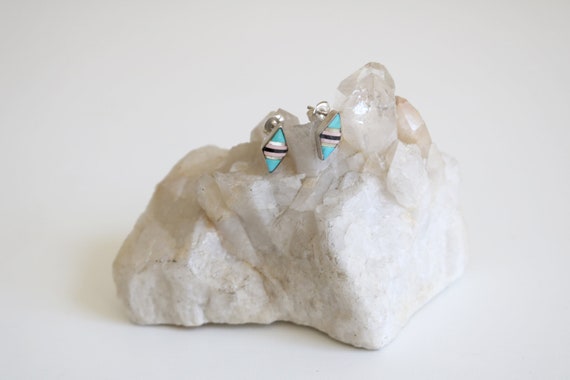 Native American Diamond Shape Inlay Earrings - Gem