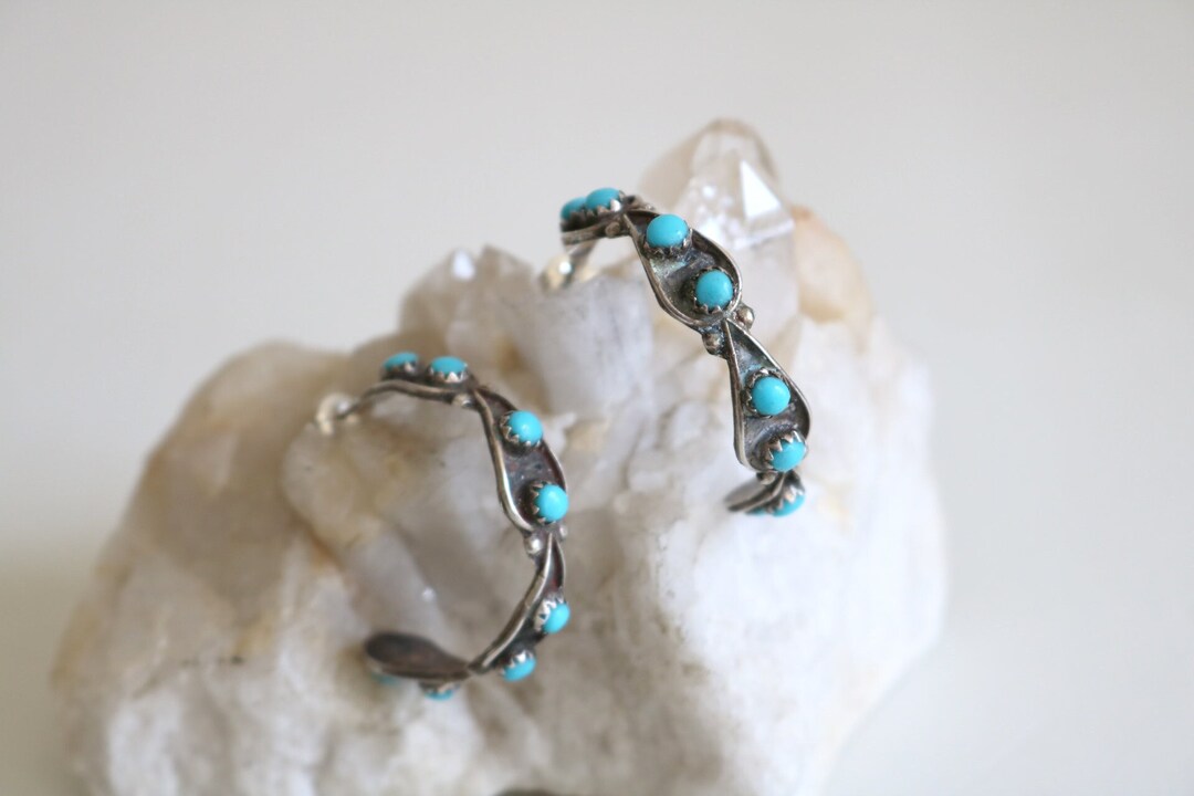 Native American Turquoise Snake Eye Hoop Earrings - Etsy