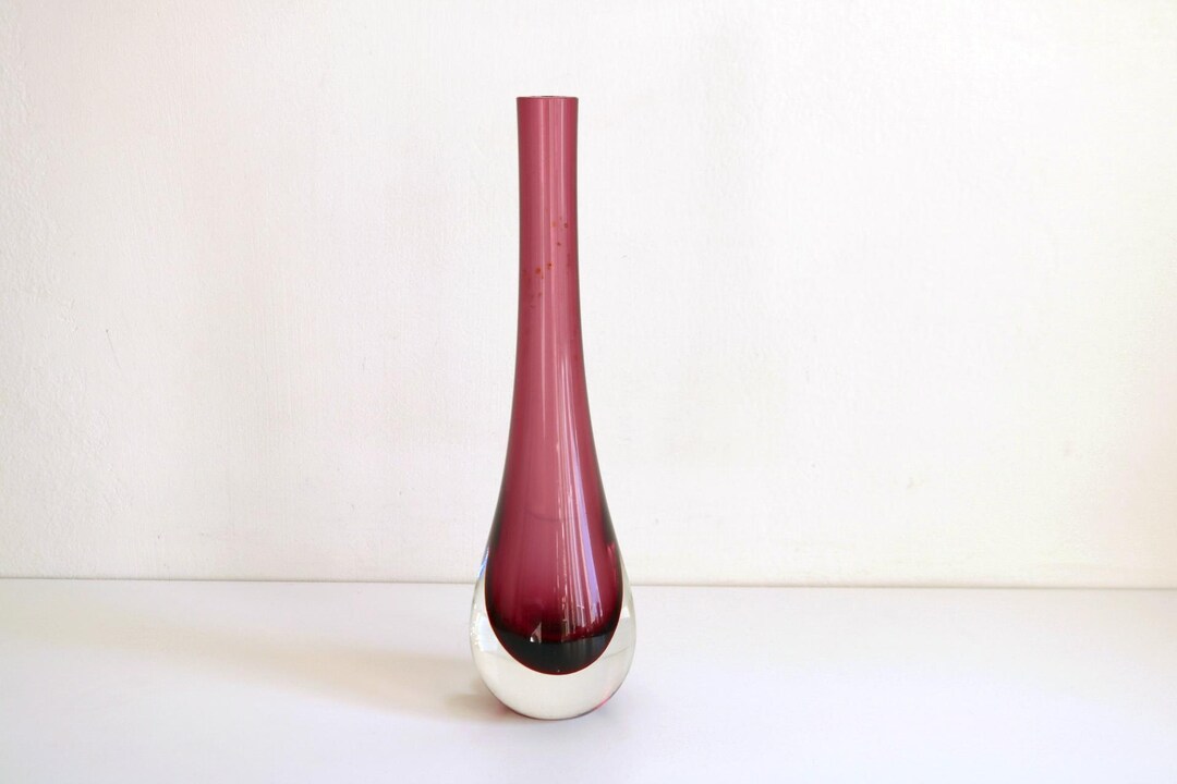 Art Glass Magenta Vase - Etsy