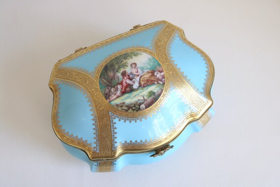French Limoges Concorde Light Blue Porcelain Jewelry … - Gem