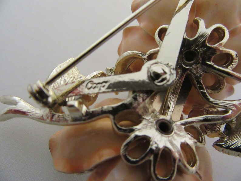 Vintage Coro Peach Color Gold Tone Double Flower Pin - Etsy