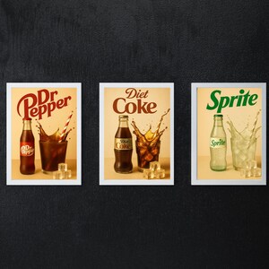 Vintage Soda Pop Prints - Dr. Pepper, Sprite, Diet Coke Trio (digital ...