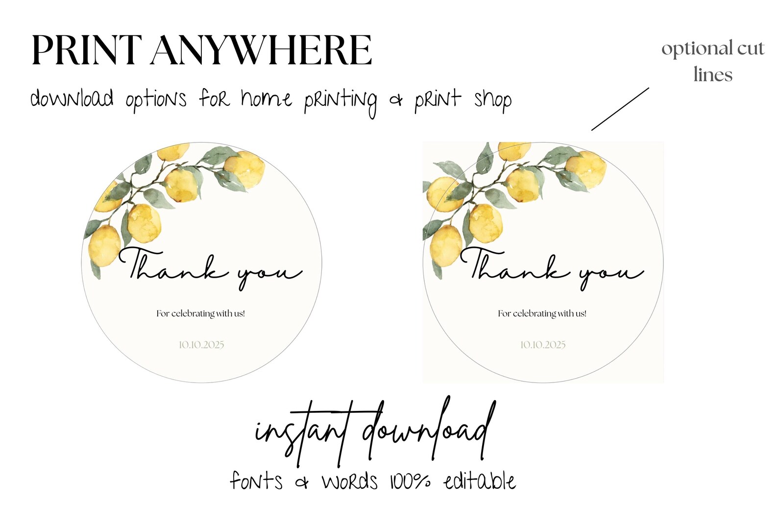 Editable Round Tags Instant Download, Custom Round Tags, Minimalists ...