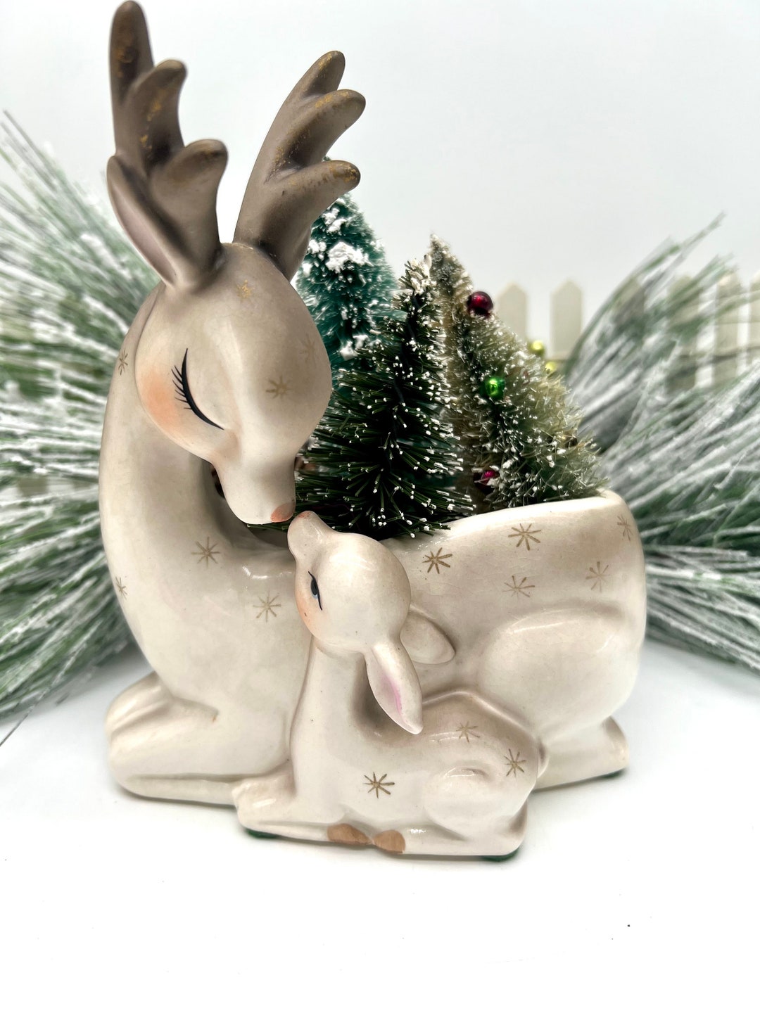 HTF Napco MCM Deer and Fawn Planter With Starburst Design - Etsy