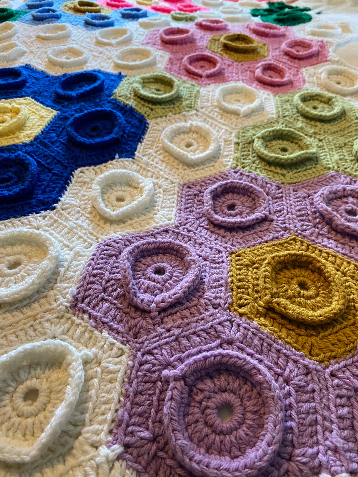 Vintage octopus Sucker and Hexagon Crochet Afghan Blanket - Etsy