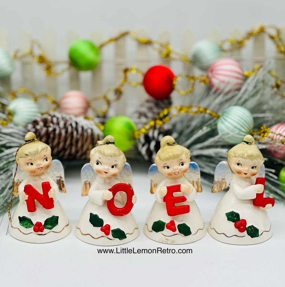 Lefton White NOEL Angel Bells 1950s - Etsy