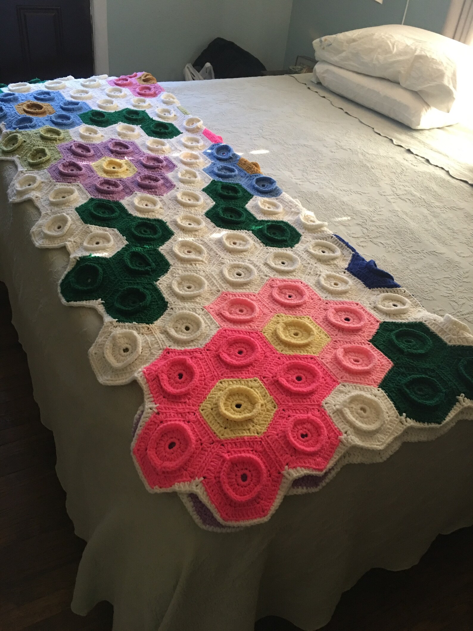 Vintage octopus Sucker and Hexagon Crochet Afghan Blanket - Etsy