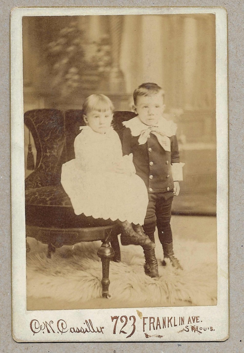Antique Photo of Little Girl and Boy Circa 1900s, Victorian Children ...