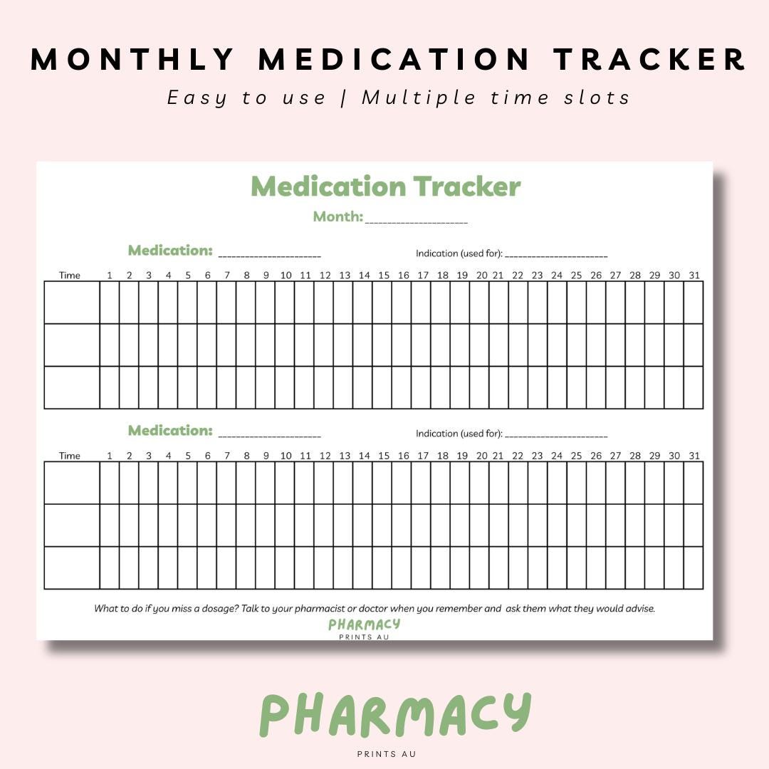 Monthly Medication Tracker | Printable, Medication Schedule, Medication ...