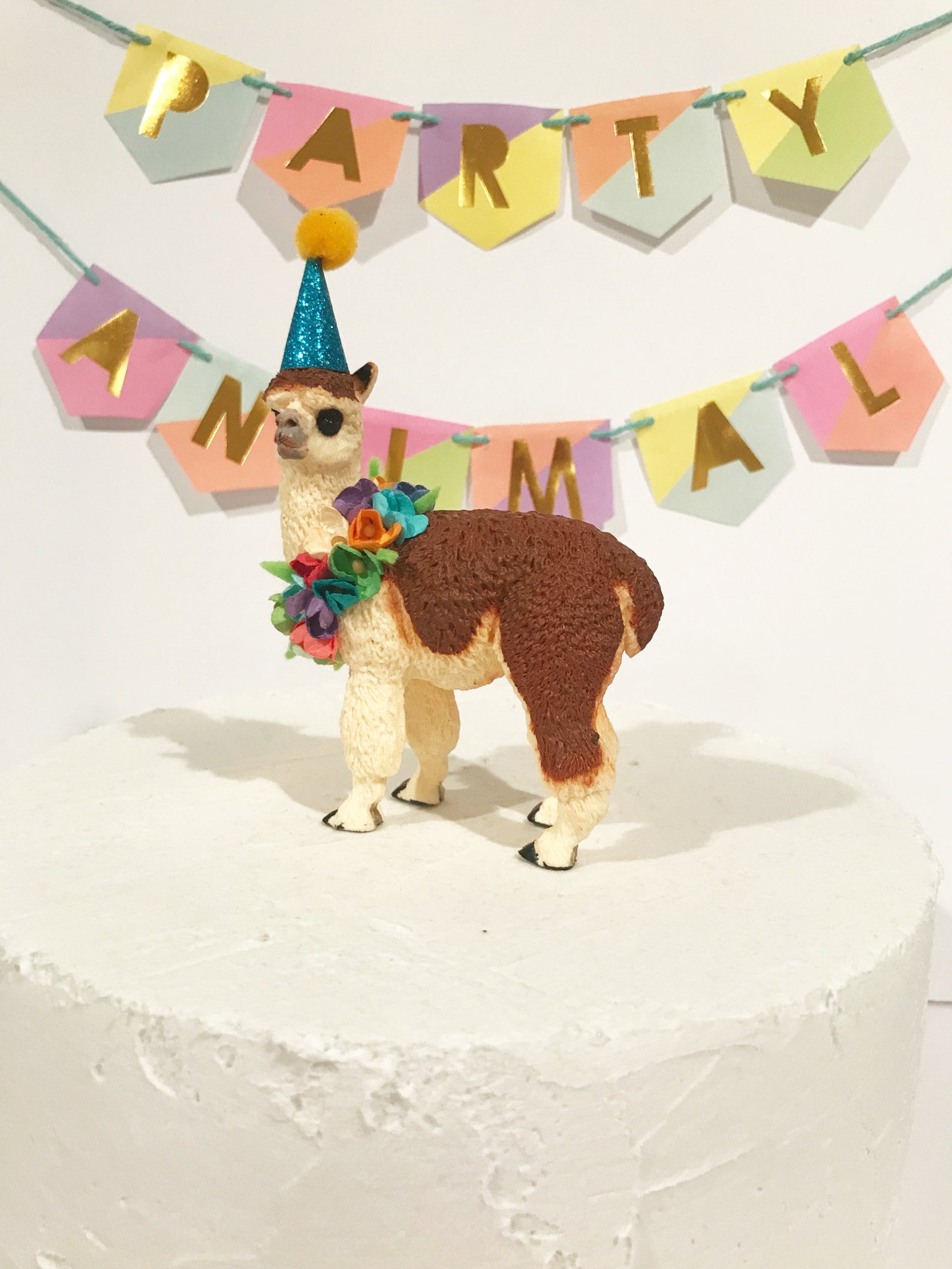 Alpaca Birthday Cake Topper Includes Floral Wreath and Party - Etsy