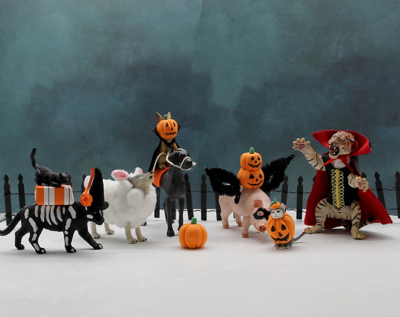 Halloween Party Animal Cake Toppers Vampire Tiger Cat Pig | Etsy