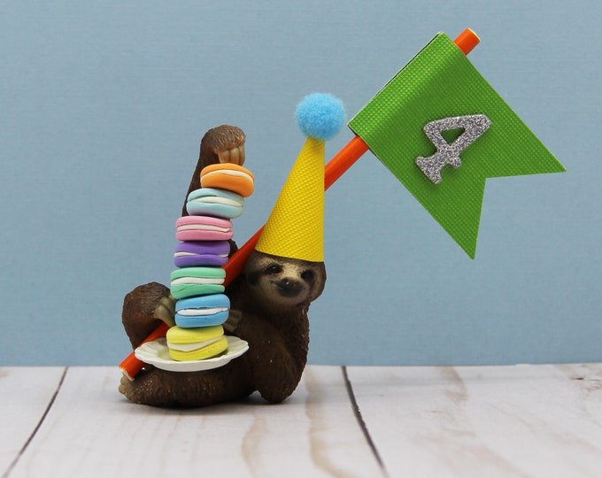 Sloth Animal Cake Topper, Personalized Sloth Birthday Gift, Zoo Party ...
