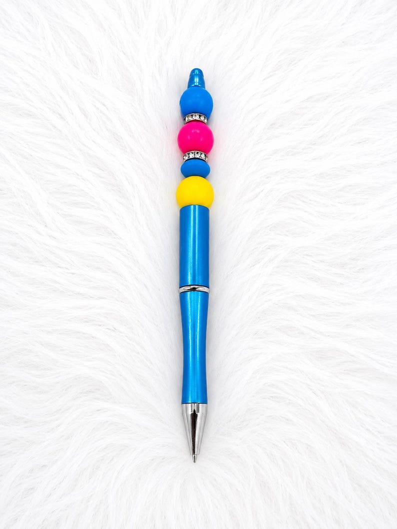 Handmade Floral Beaded Pen | Pink Silicone Writing Accessory, Desk ...