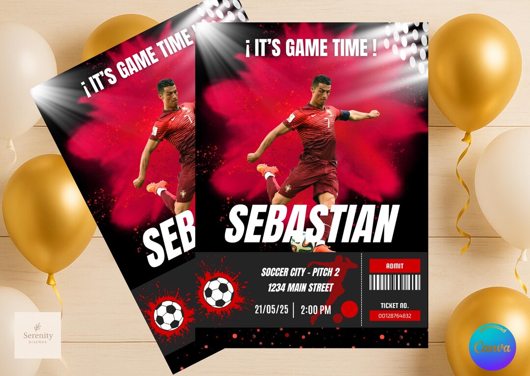 Cristiano Ronaldo CR7 - Editable Soccer Birthday Invitation for Boy ...
