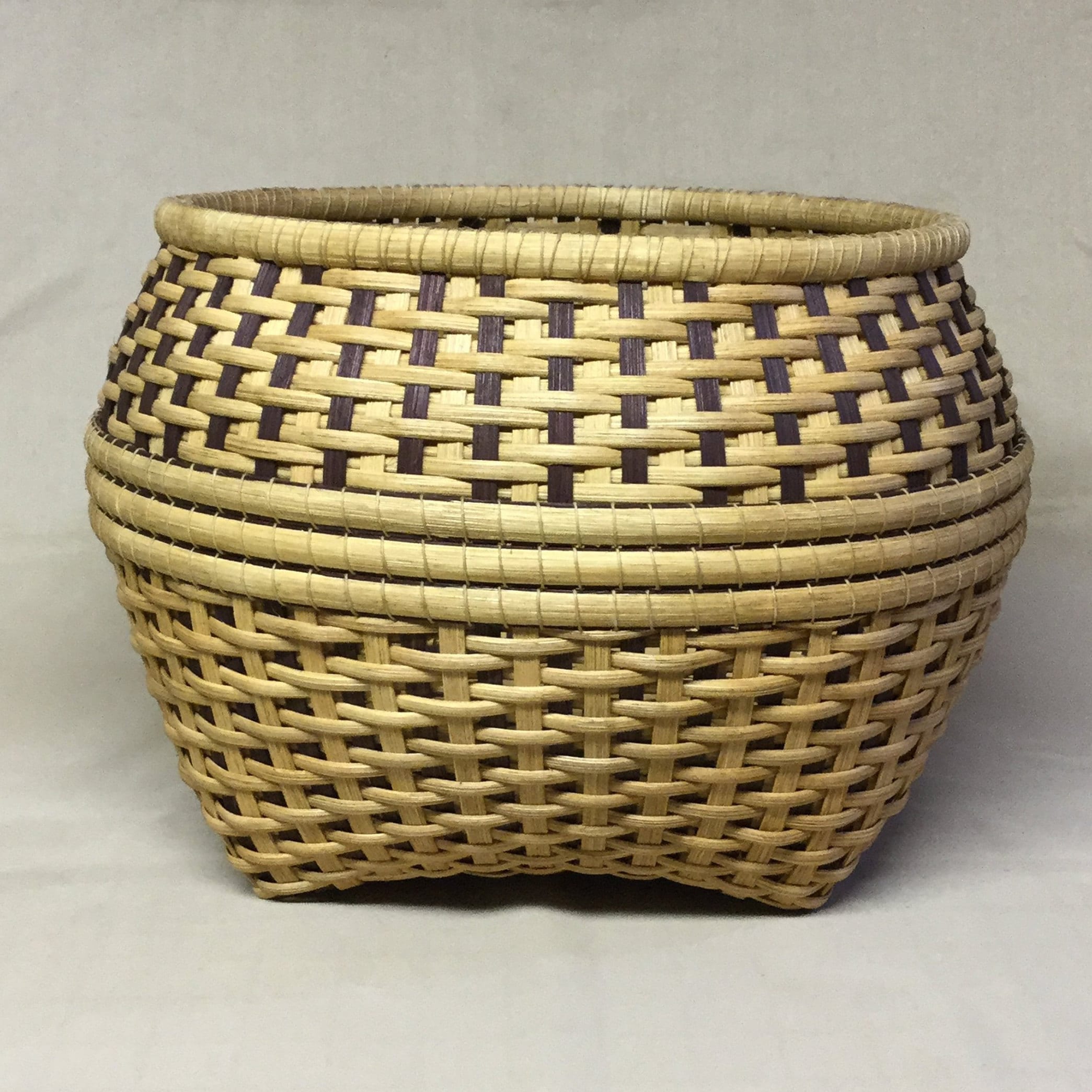 Large Round Hand Woven Twill Basket Brown Accent Color - Etsy