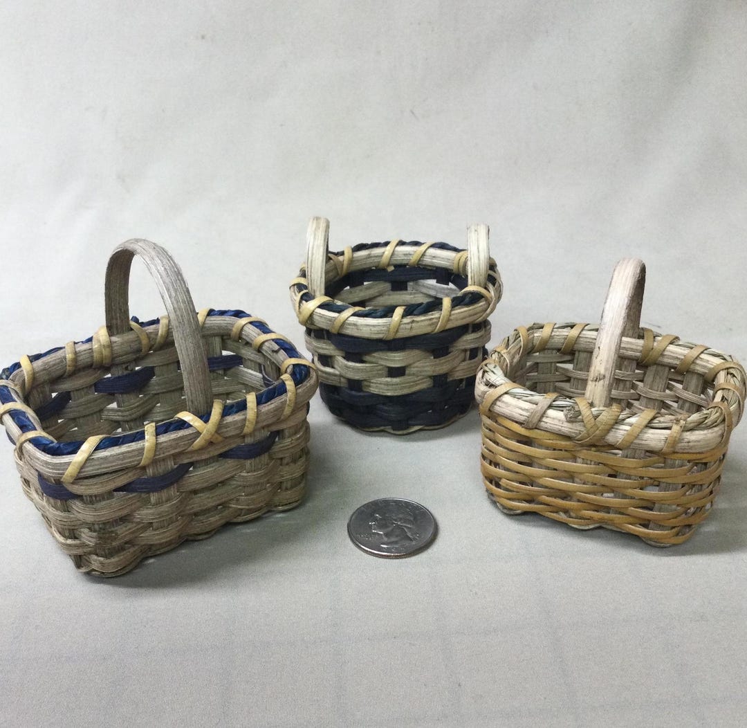 Miniature Hand Woven Baskets, Tree Ornaments, Set of 3, Hand Made in ...