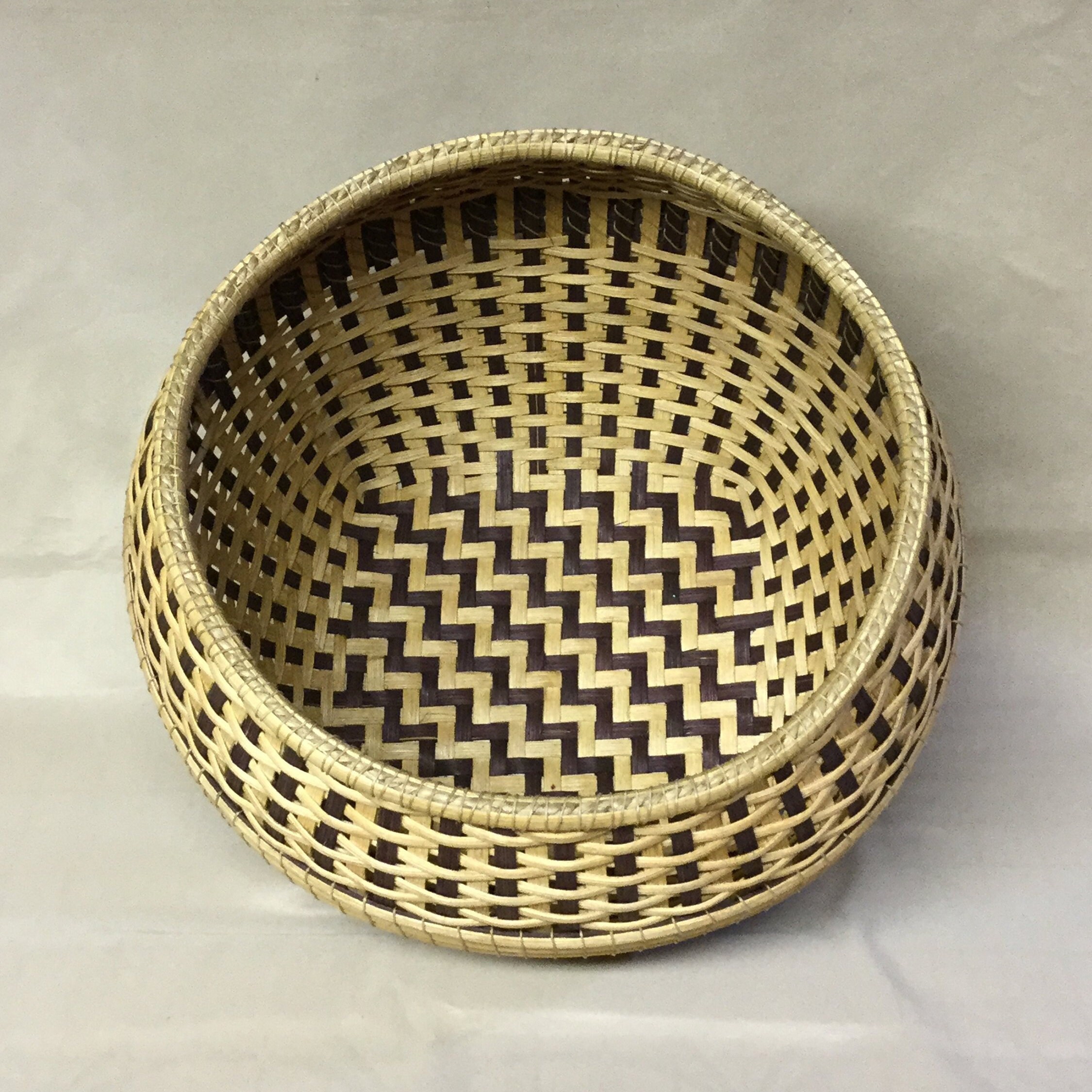Large Round Hand Woven Twill Basket Brown Accent Color - Etsy