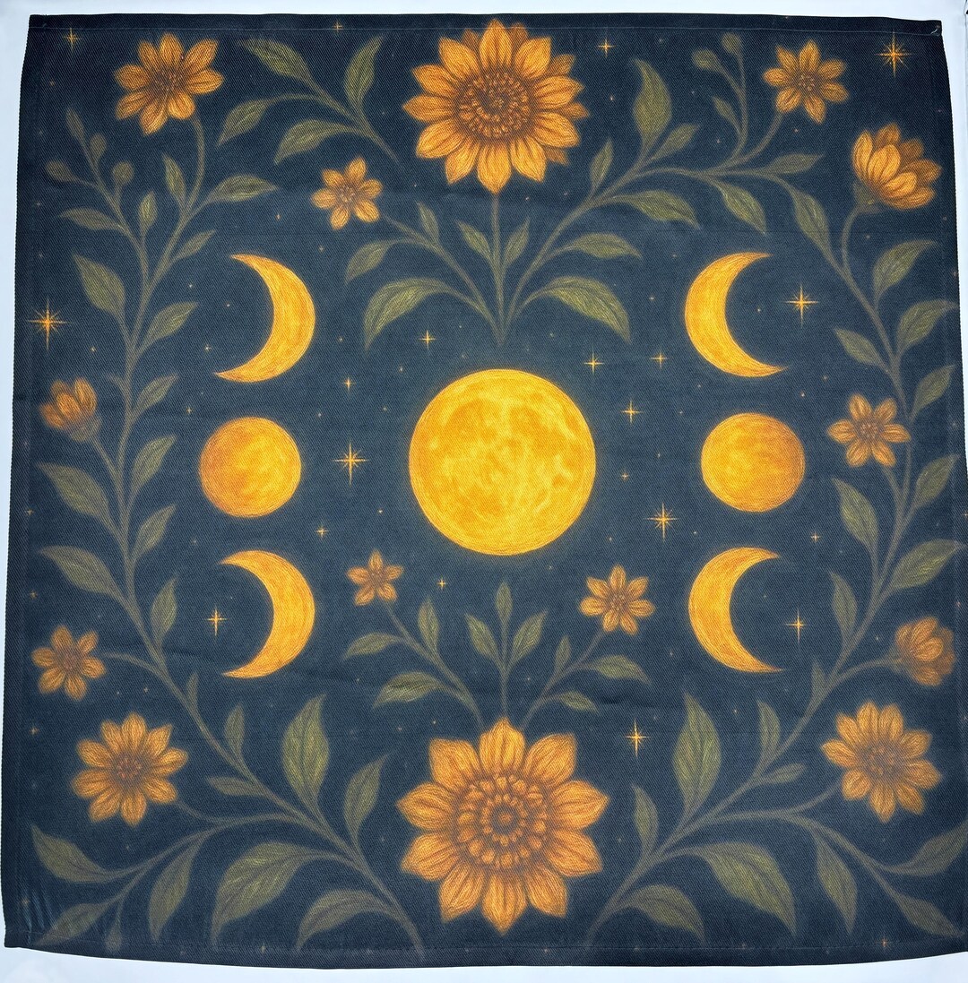 Floral Moon Altar Cloth, Tarot Cloth, Altar Decor, Altar Rug, Rune ...