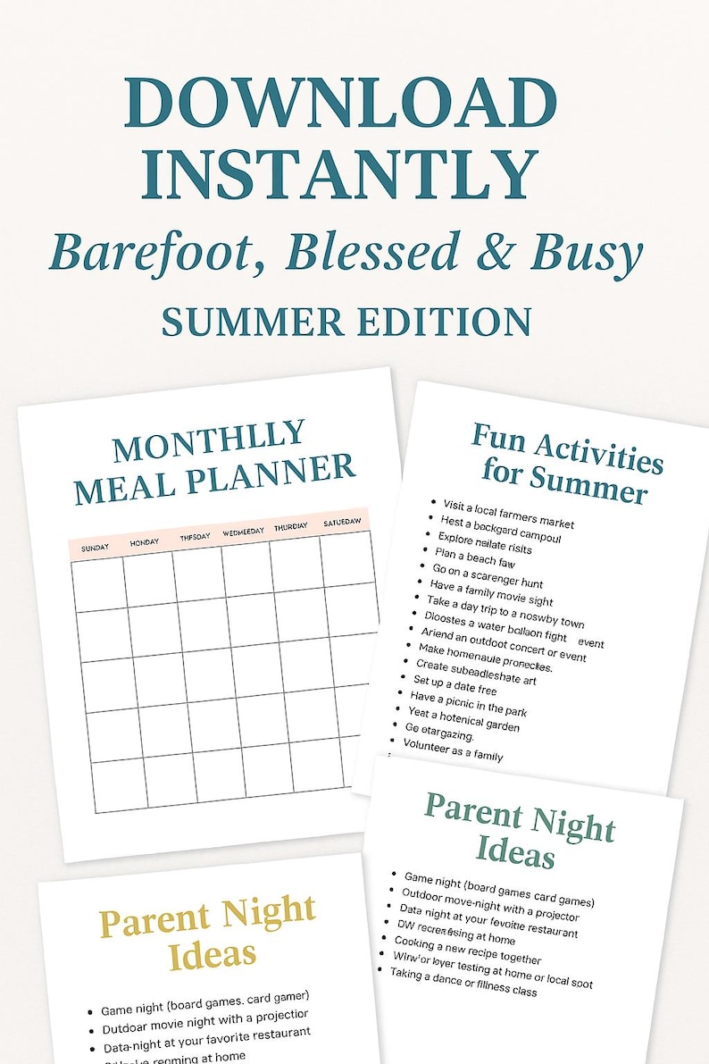 Solo Parenting Summer Planner | Printable Organizer for Single Moms ...