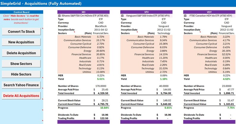 Stock Market Portfolio Tracker: Excel Investment Spreadsheet - Etsy