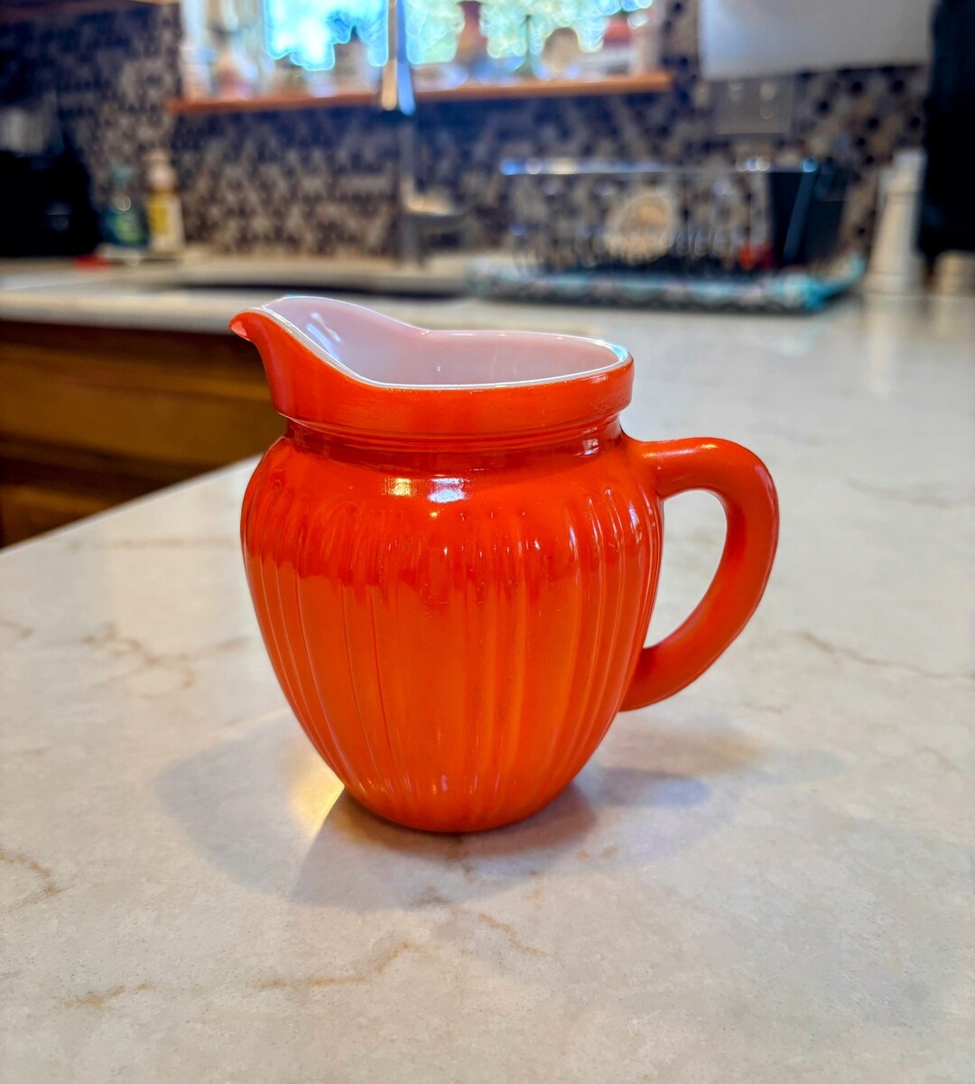 Vintage Mini Milk Pitcher/creamer Hazel Atlas Gay Rainbow Orange Milk ...