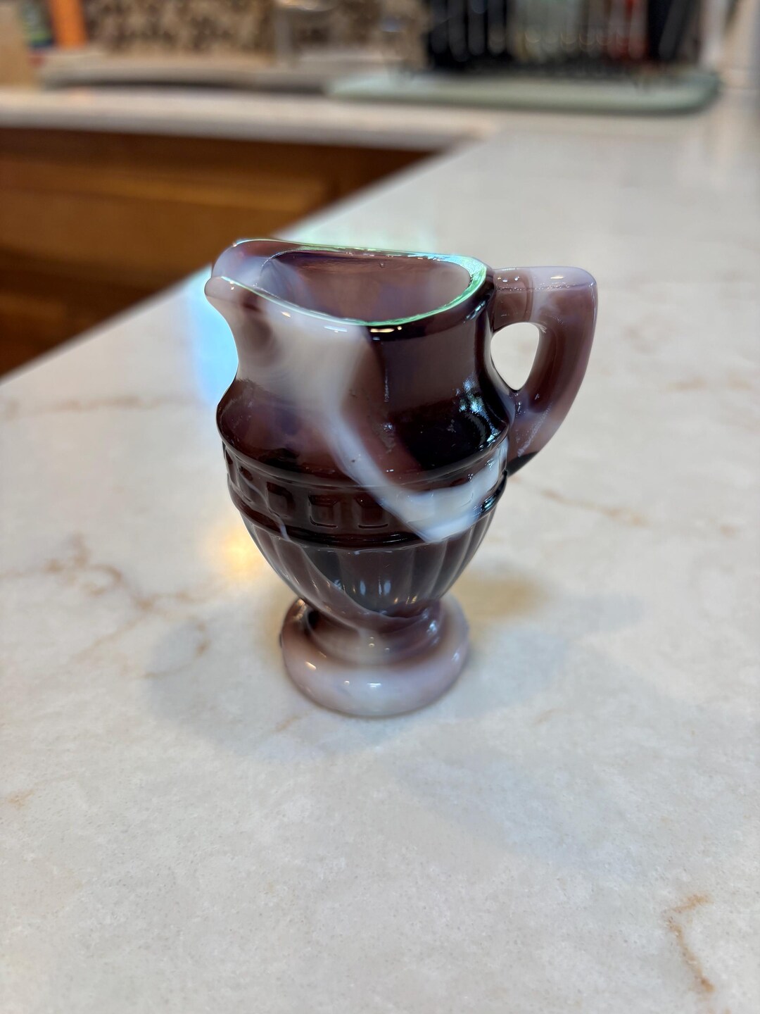 Vintage Miniature Purple Slag Art Glass Ewer/pitcher/vase ~ Imperial ...