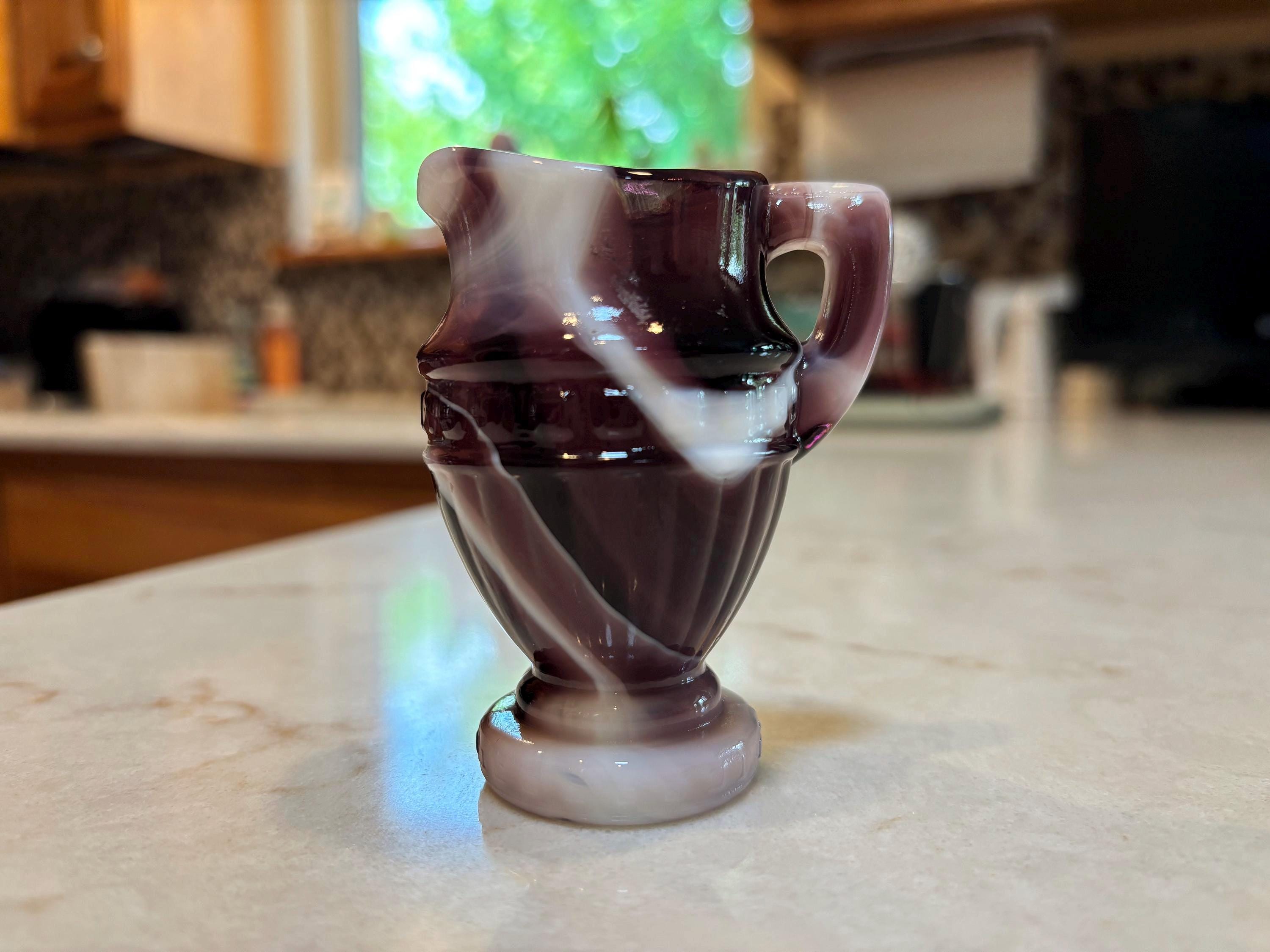 Vintage Miniature Purple Slag Art Glass Ewer/pitcher/vase ~ Imperial ...