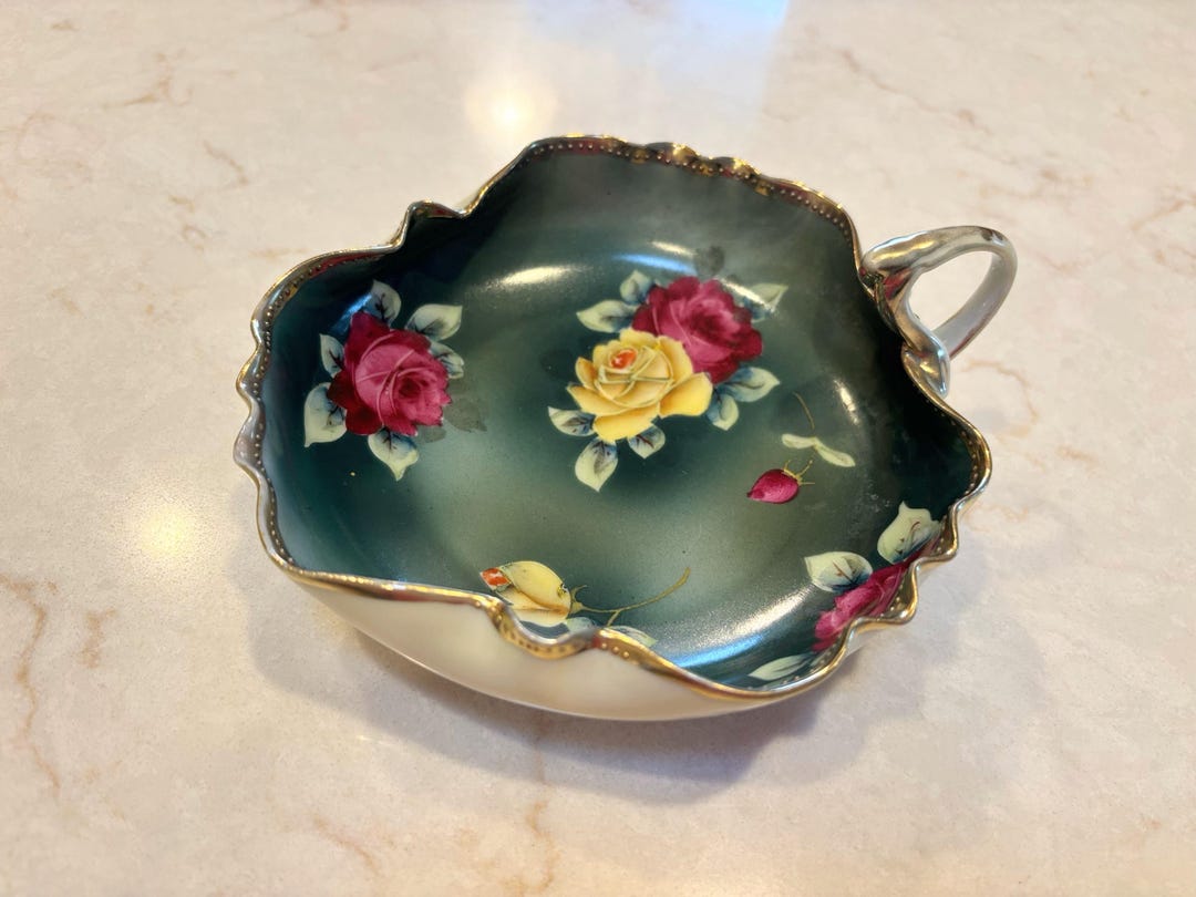 Vintage Hand-painted Nippon Porcelain Nappy W/loop Handle ~ Stunning ...