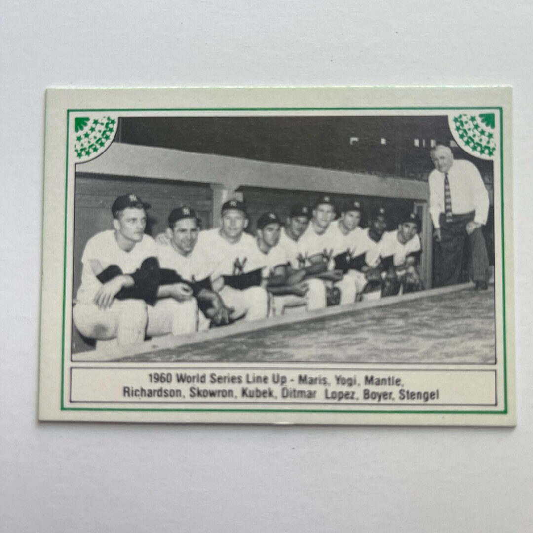 1960 World Series Lineup Baseball Card Maris Yogi Mantle Stengel ...