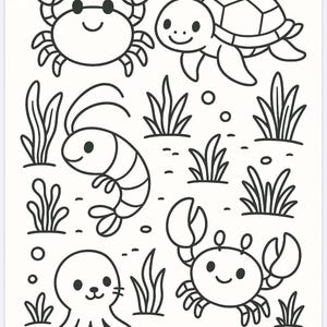 Cute Sea Animals Coloring Pages – Ocean Theme for Kids - Etsy
