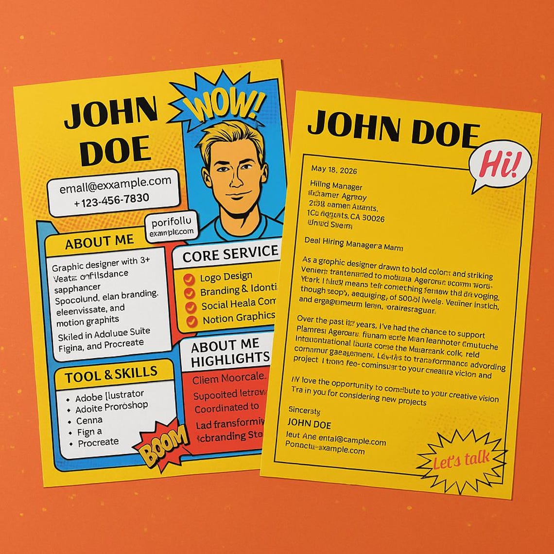Creative Freelancer Resume Template | Pop Art Style CV + Cover Letter ...