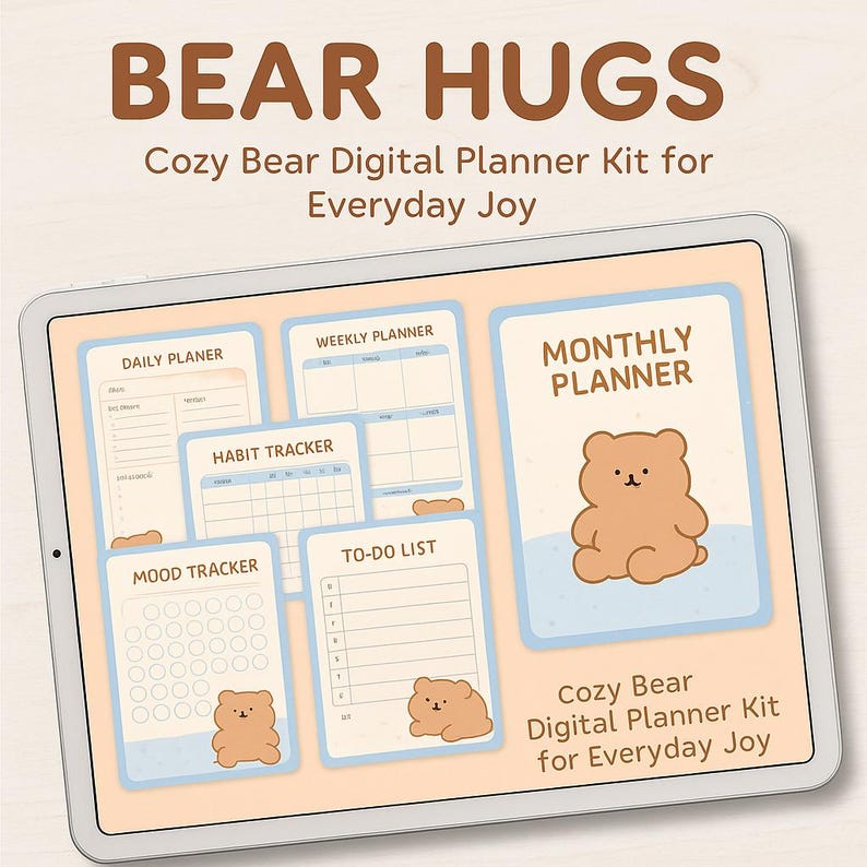 Bear Hugs – Cute Bear Digital Planner Set for Happy Days - Etsy
