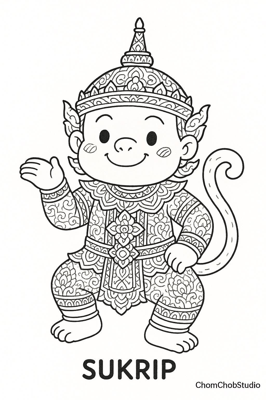 Thai Khon Mask Dance Coloring Pages – Traditional Thai Culture for Kids ...