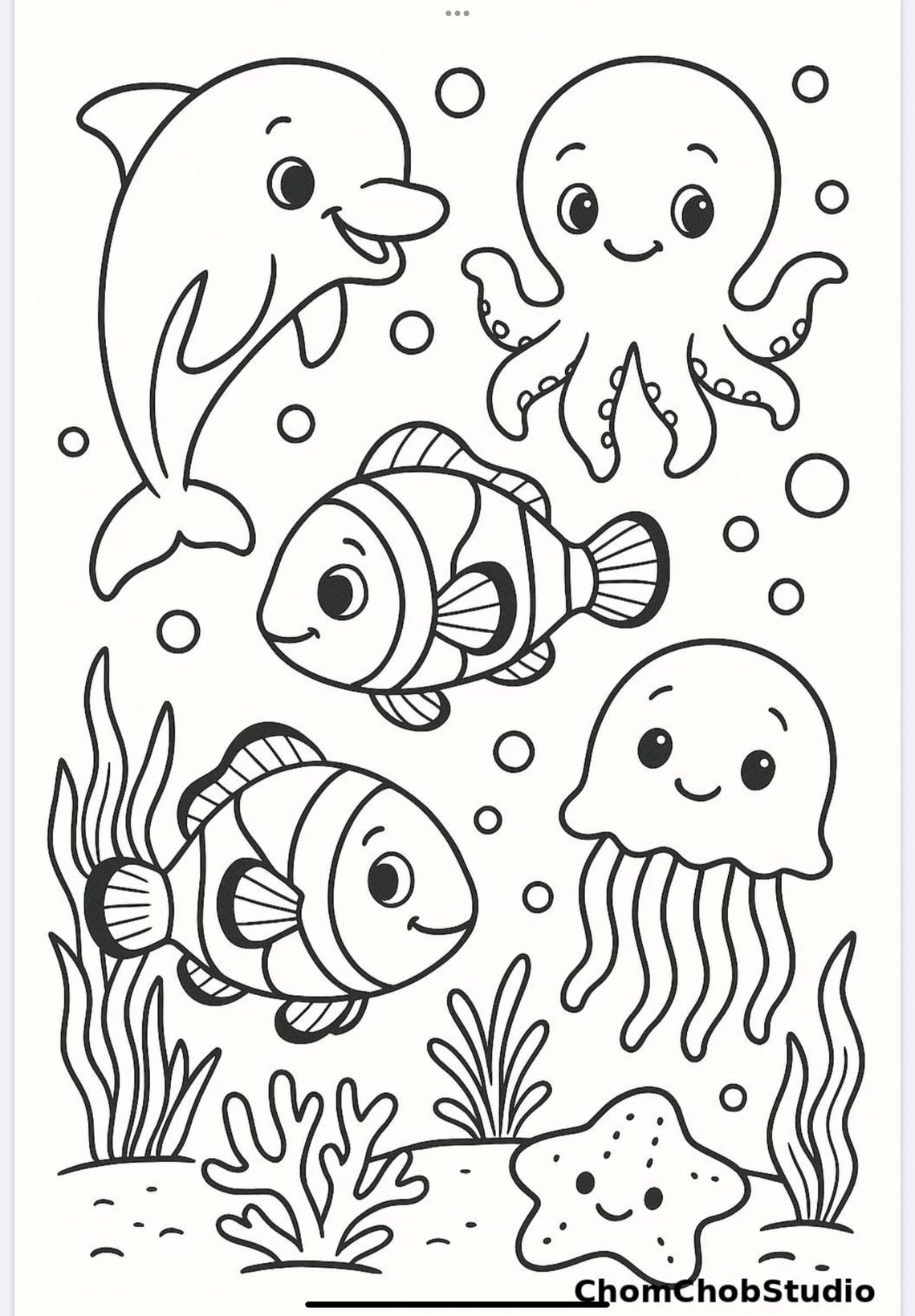 Cute Sea Animals Coloring Pages – Ocean Theme for Kids - Etsy