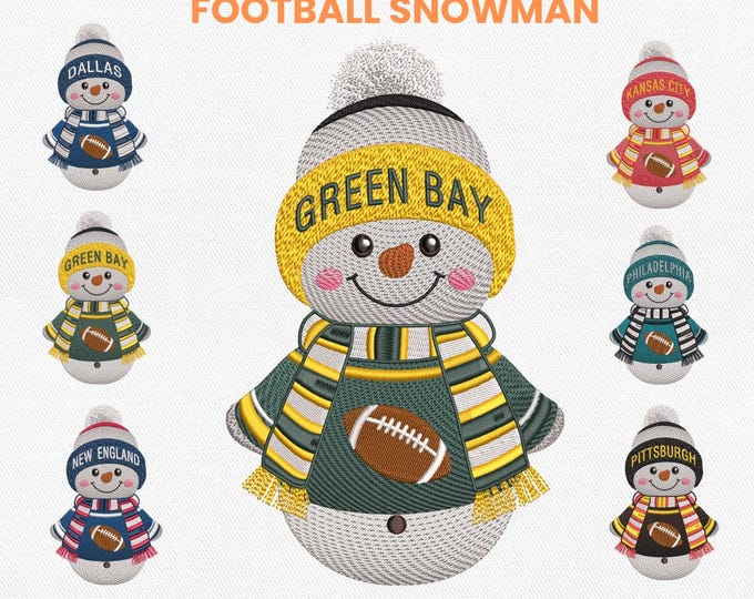 Football Snowman Embroidery Bundle – 6 City Spirit Patch Designs for ...