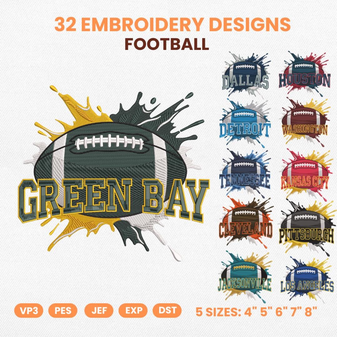 Football Embroidery Designs Bundle, Football Ball, Football Team ...