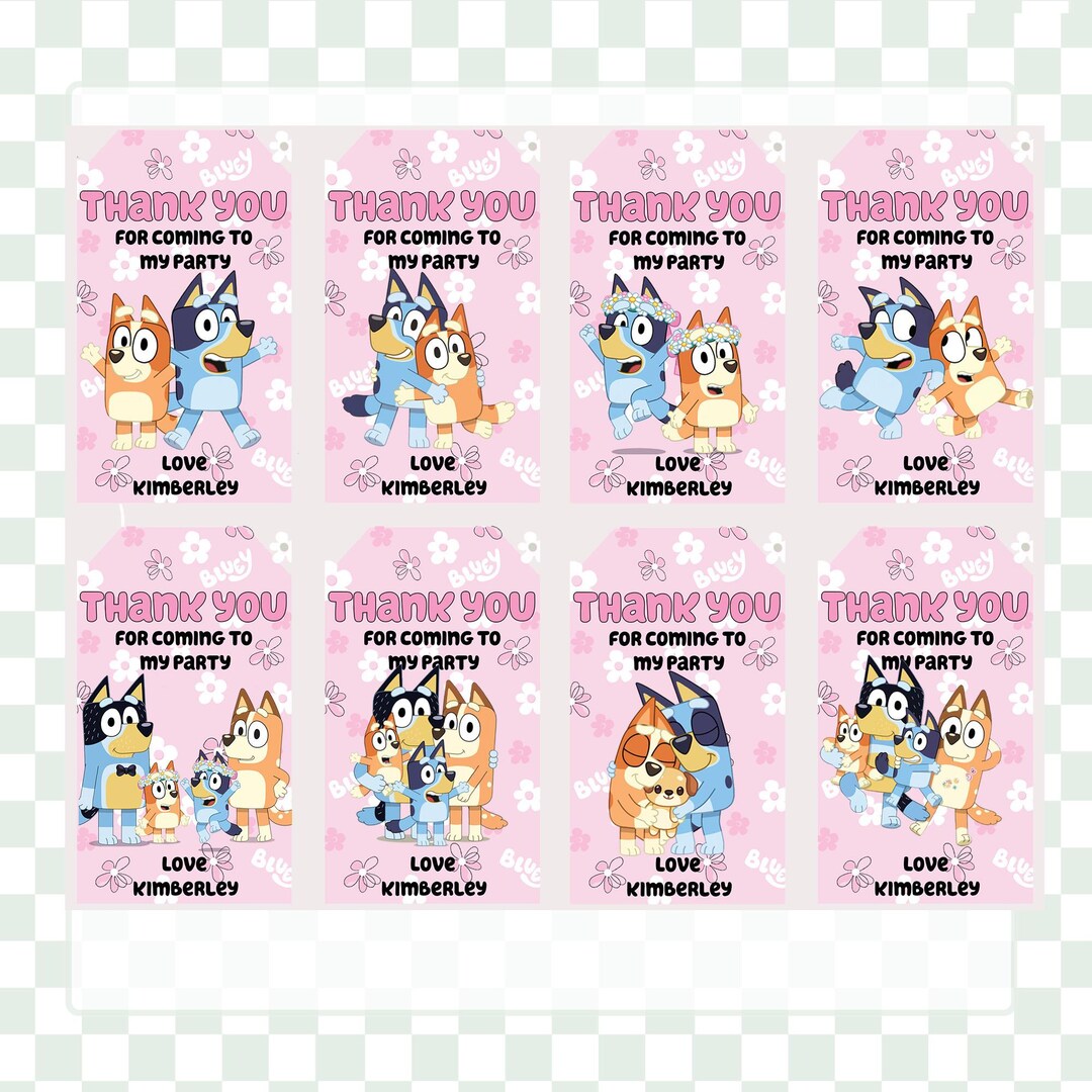 Editable Birthday Thank You Tags, Blue Dog, Blue - Etsy