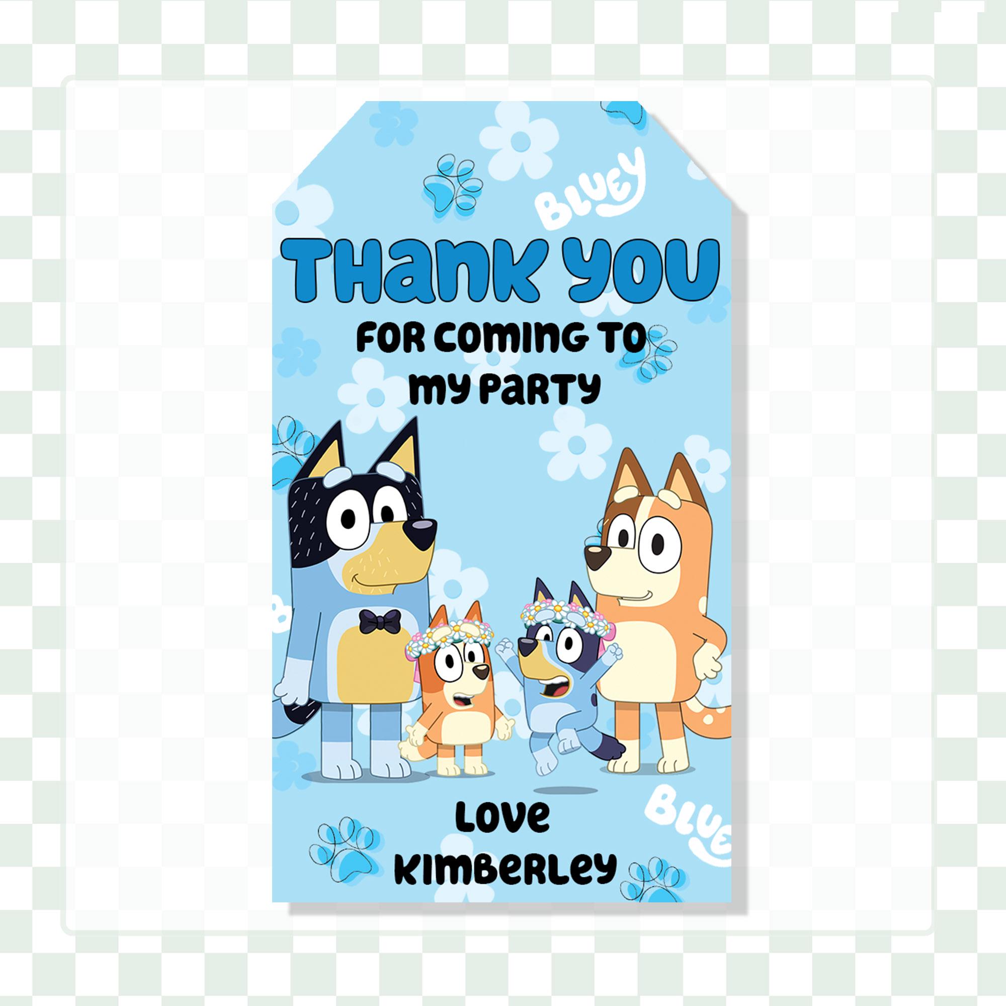 Editable Birthday Thank You Tags, Blue Dog, Blue - Etsy