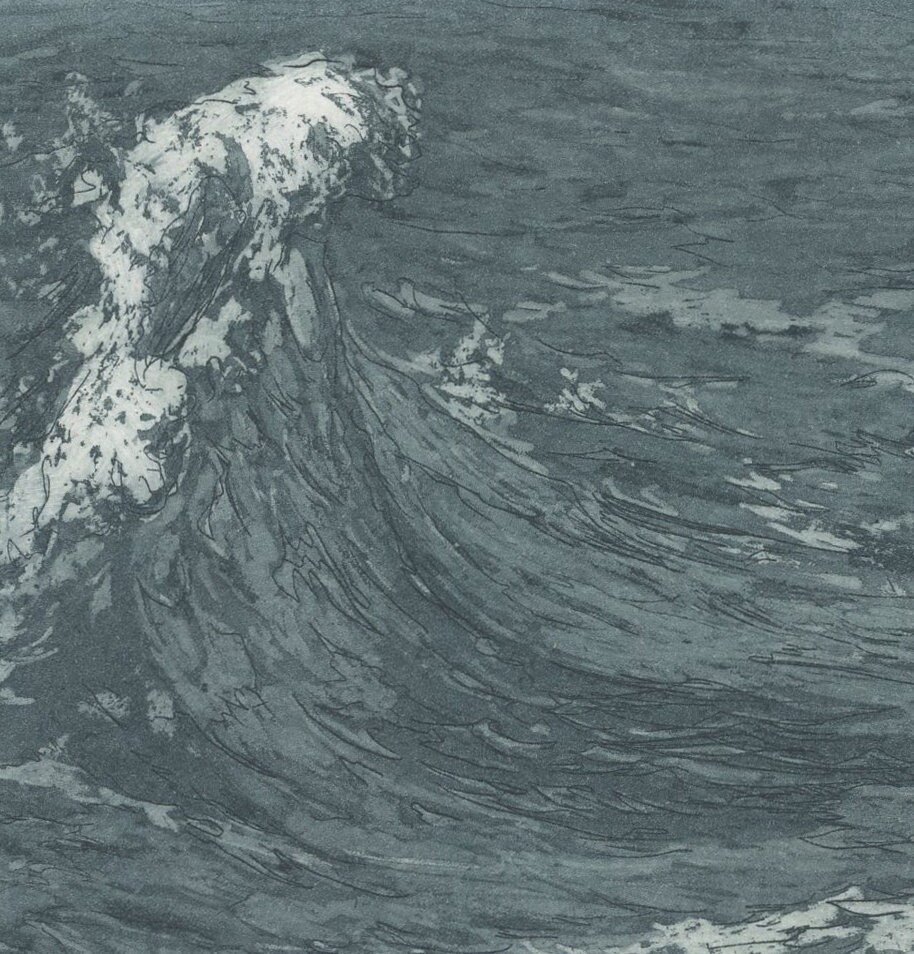 Original Etching of a Wave Pacific Ocean | Etsy