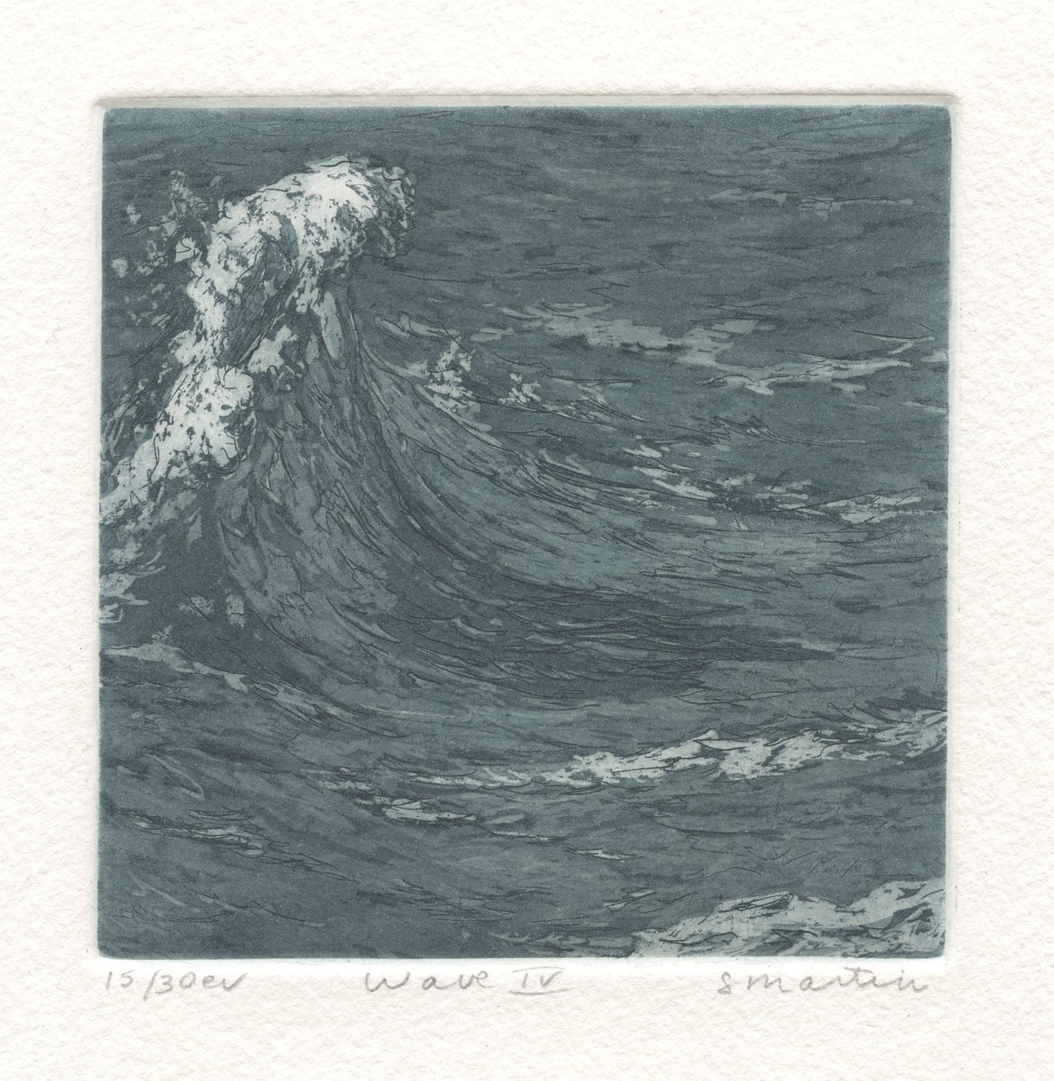 Original Etching of a Wave Pacific Ocean | Etsy