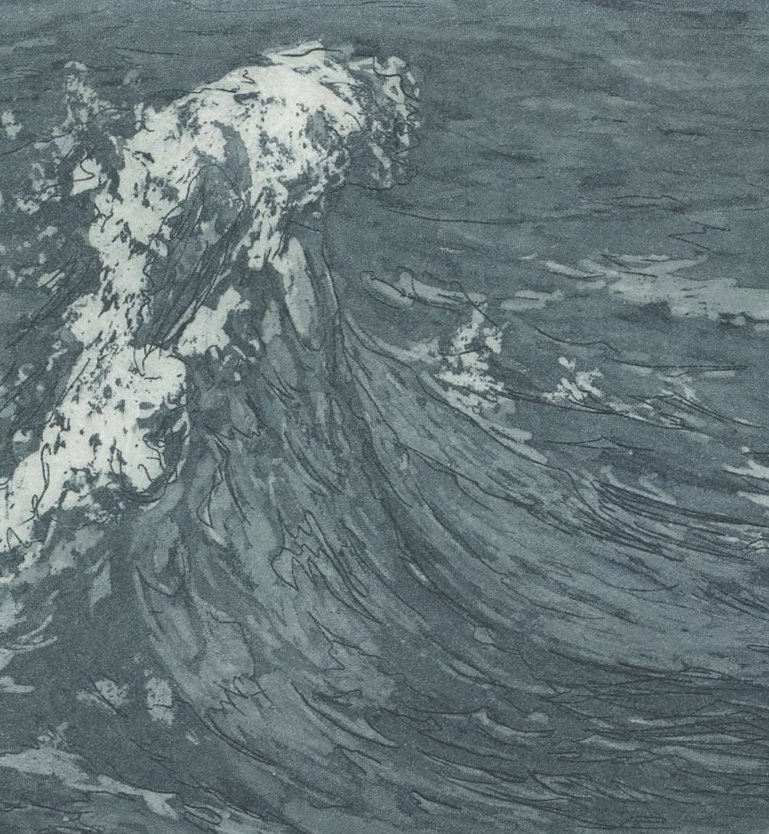 Original Etching of a Wave Pacific Ocean - Etsy