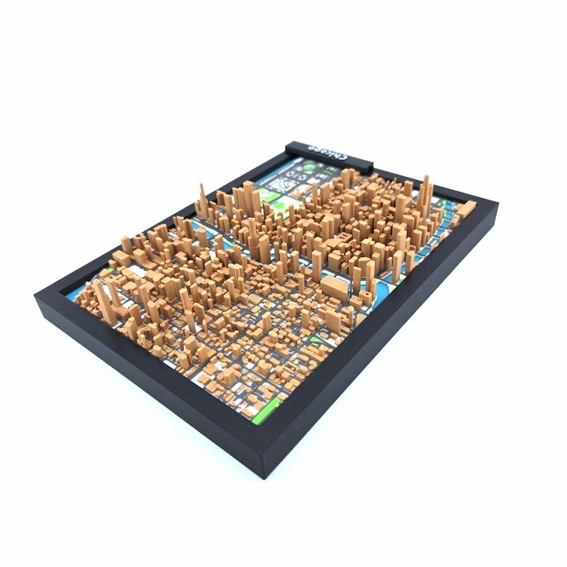 Framed 3D Chicago Skyline | Miniature City Model, Architectural Art - Etsy