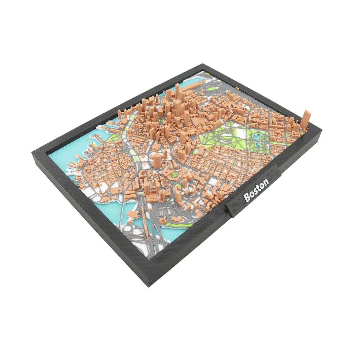 3D Boston Skyline Map | Framed Miniature City Model (7x5x2) - Etsy