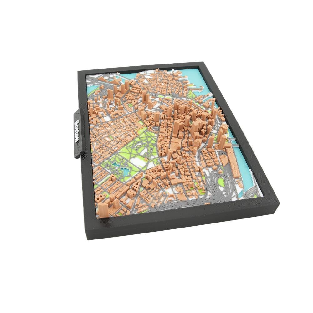 3D Boston Skyline Map | Framed Miniature City Model (7x5x2) - Etsy