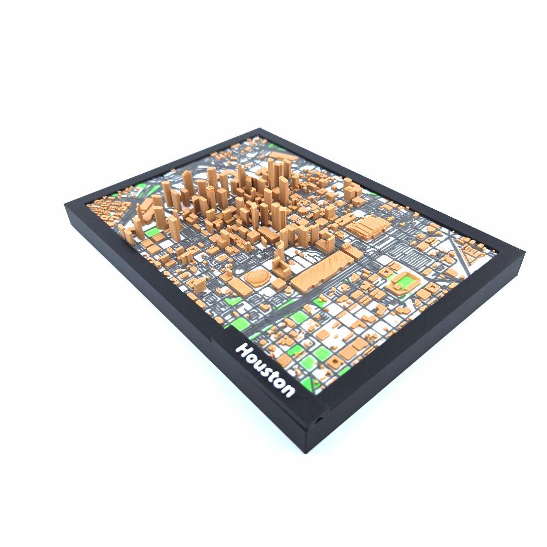 3D Houston Miniature Model of Downtown – Framed Architectural Cityscape ...
