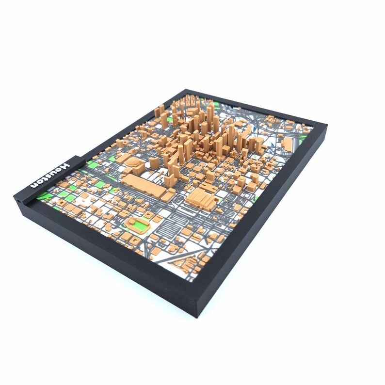 3D Houston Miniature Model of Downtown – Framed Architectural Cityscape ...