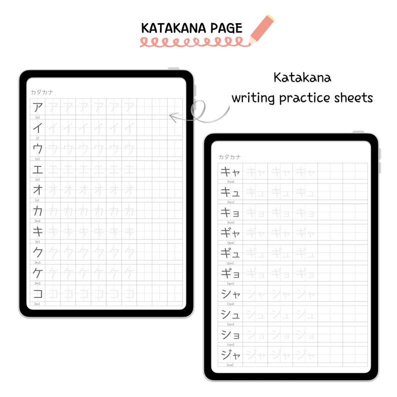 Japanese Hiragana Katakana Practice Workbook PDF | Tracing Sheets for ...